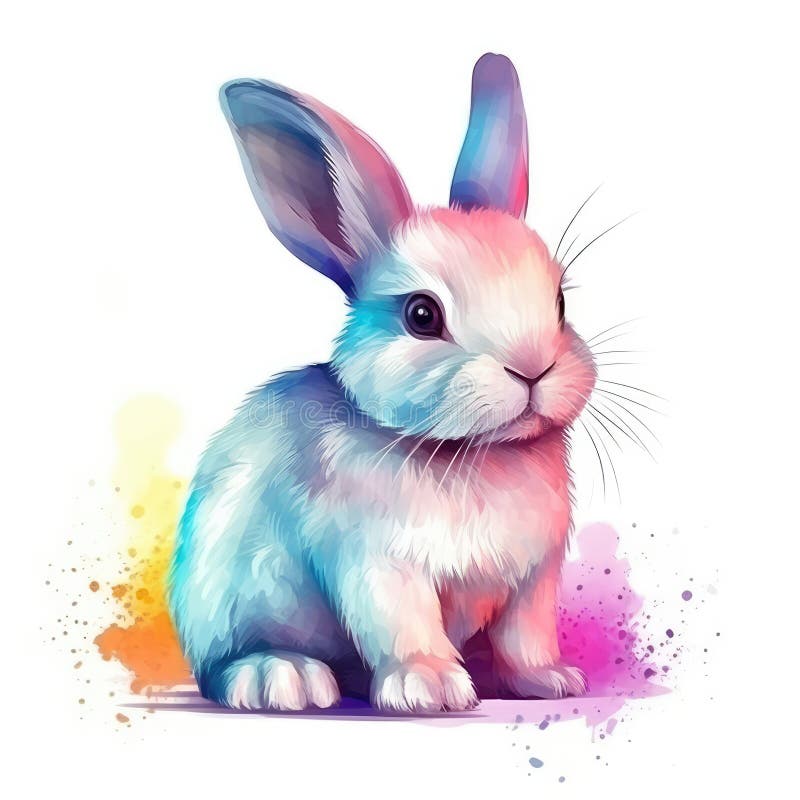 Cute Baby Rabbit on White Background Logo Digital Art. Generative AI ...