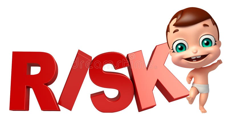 Cute baby with Risk sign stock illustration. Illustration of study ...