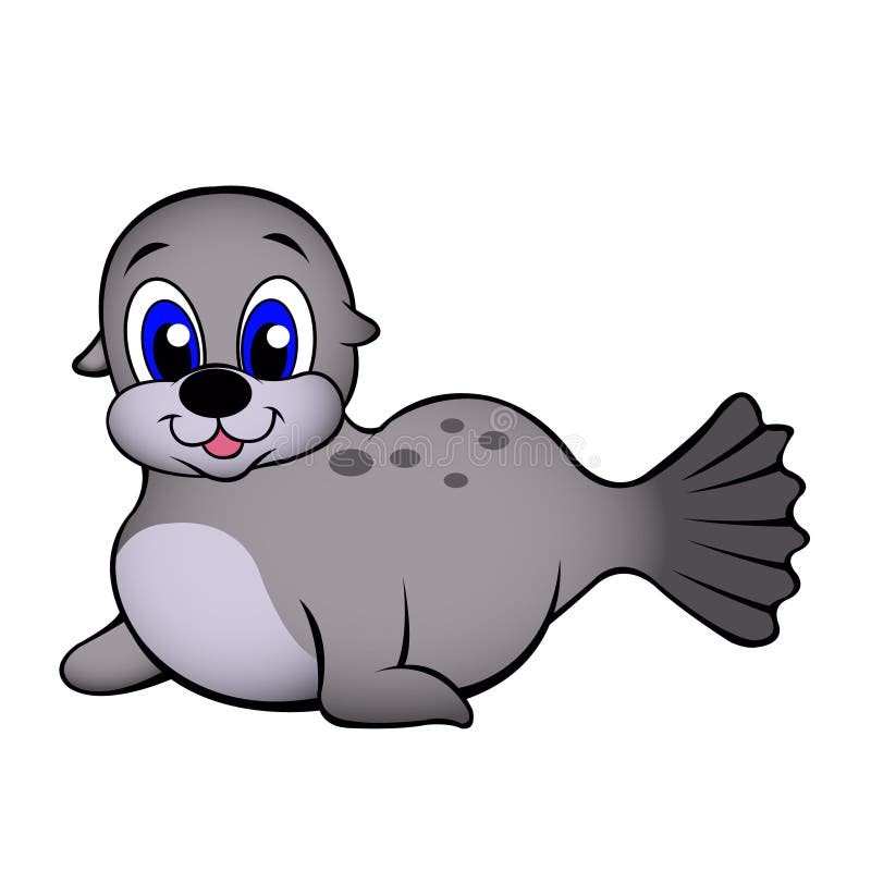 Cute baby seal cartoon stock vector. Illustration of baby - 69780776