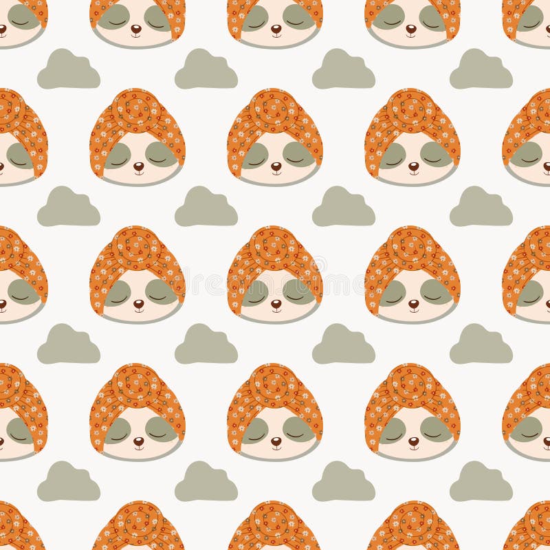 Cute Baby Seamless Pattern for Nursery Arrangement. Vector Illustration ...
