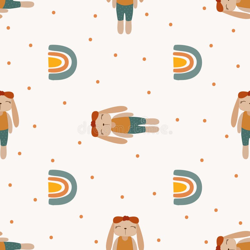 Cute Baby Seamless Pattern for Nursery Arrangement. Vector Illustration ...