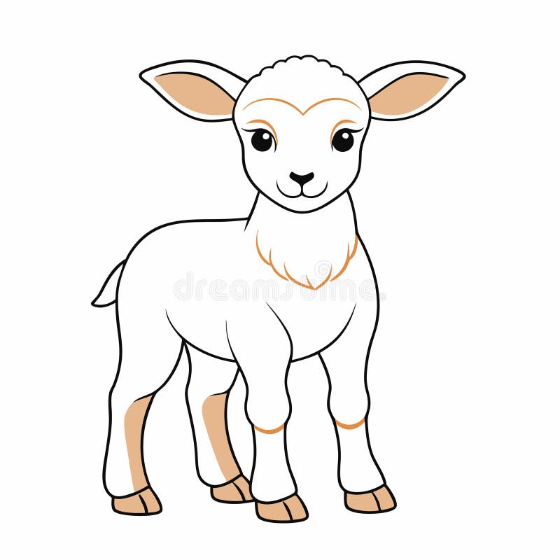 Cute Baby Sheep Illustration on White Background Stock Vector ...