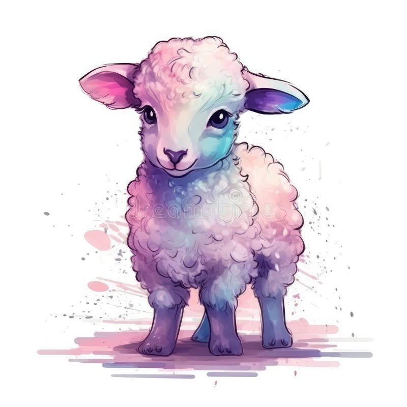 Cute Baby Sheep on White Background Logo Digital Art. Generative AI ...