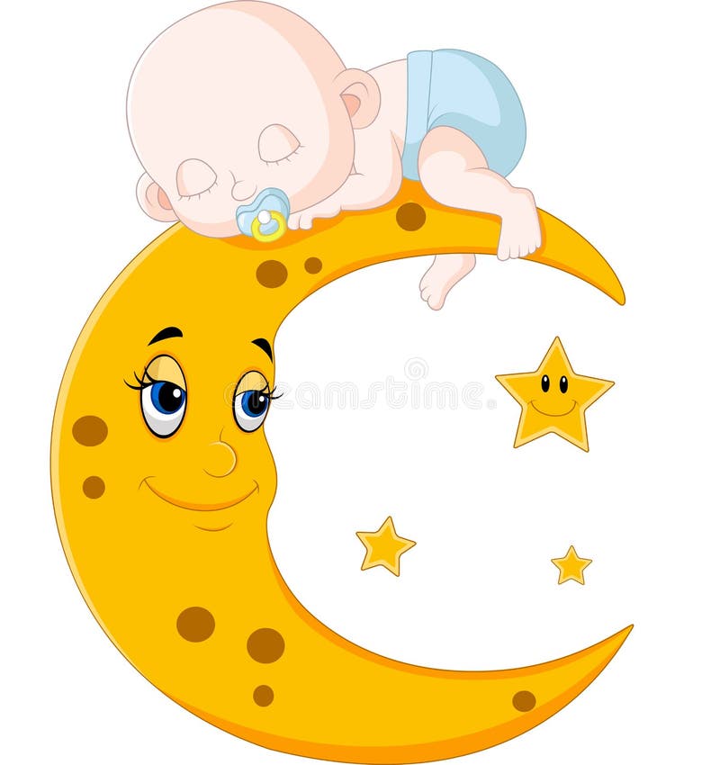 Sleeping Baby on the Moon stock vector. Illustration of cute - 36897953