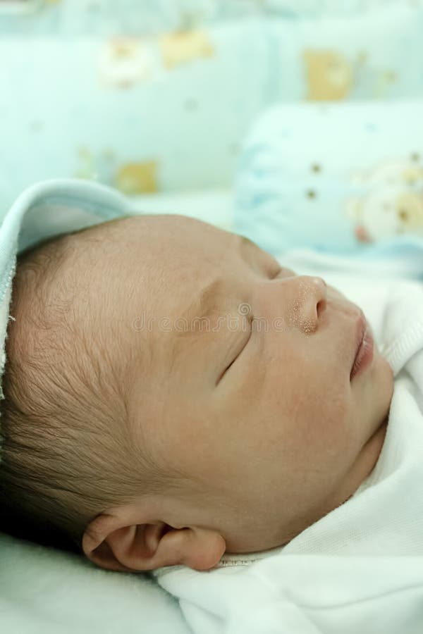 Cute baby sleeping. stock photo. Image of infant, head - 57314402