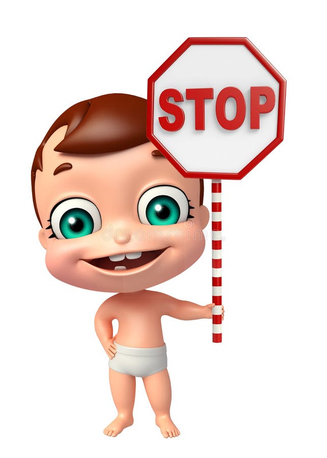 Kid boy with Stop board stock illustration. Illustration of preschooler ...