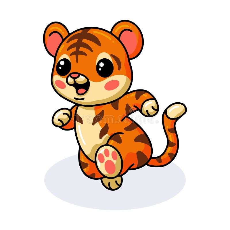 Cute Baby Tiger Cartoon Running Stock Vector - Illustration of cartoon ...