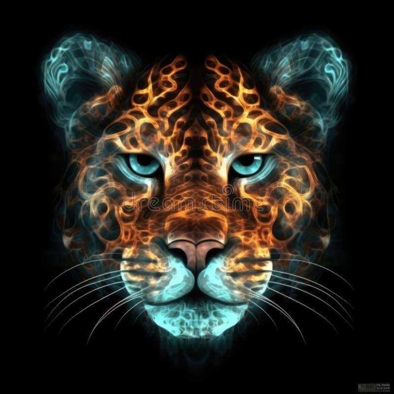 Cute Baby Tiger Face Shape in Fire on Black Background. Generative AI ...