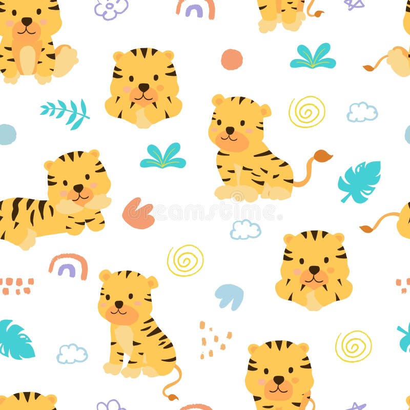Cute Baby Tiger Seamless Pattern for Tile,fabric Kid Design Stock ...