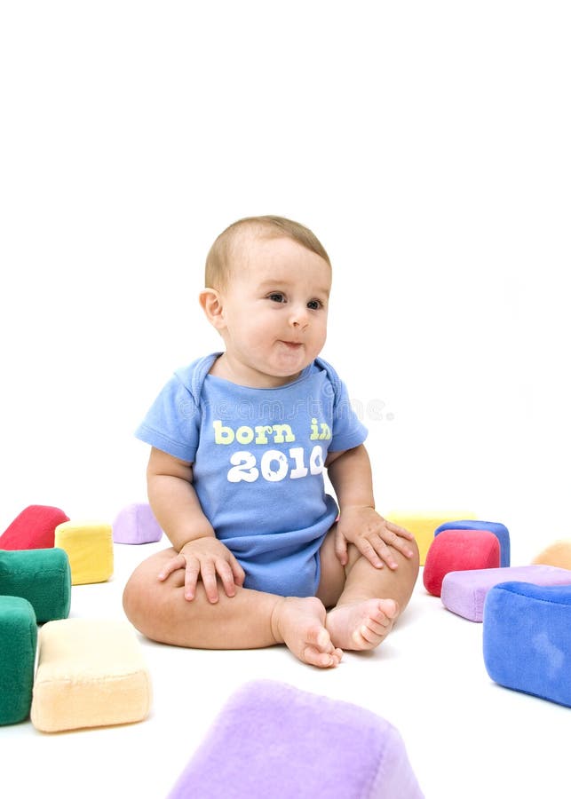 Cute Baby with Toys stock photo. Image of months, purple - 16864292