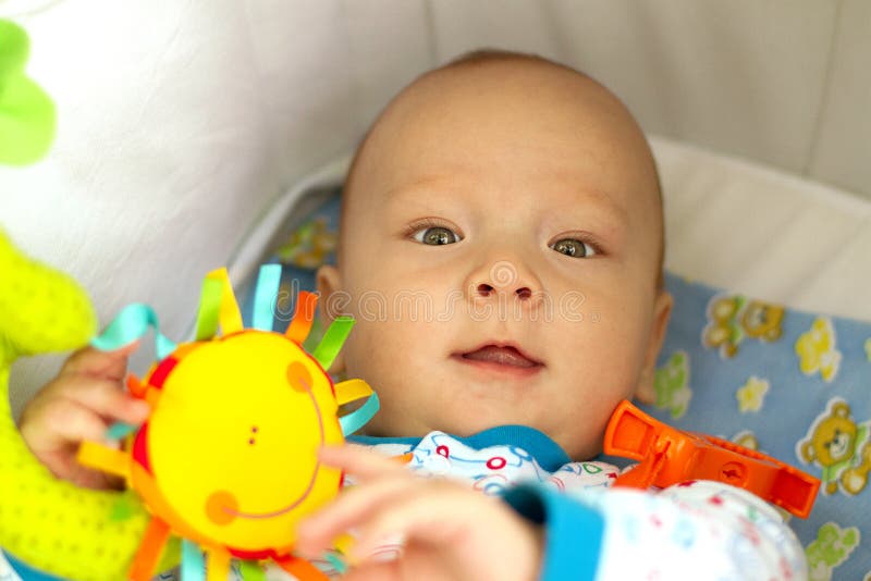 Cute baby with toys stock photo. Image of little, carriage - 21505640