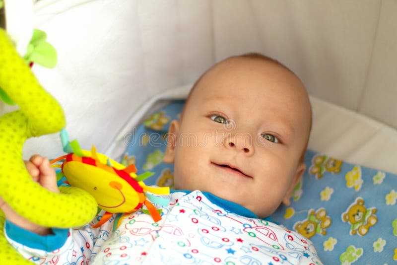 Cute baby with toys stock photo. Image of little, carriage - 21505640