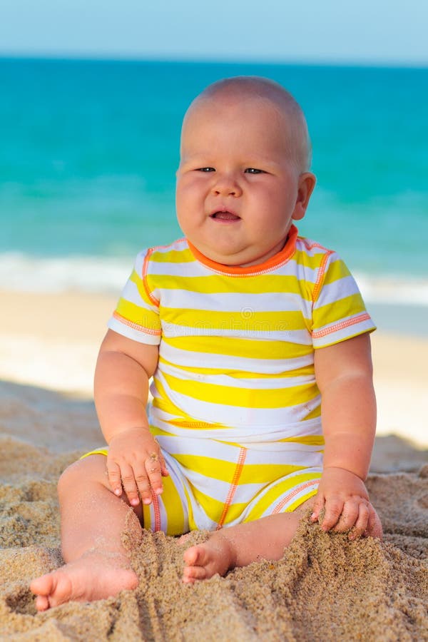 Cute baby stock image. Image of little, summer, sand - 40684137