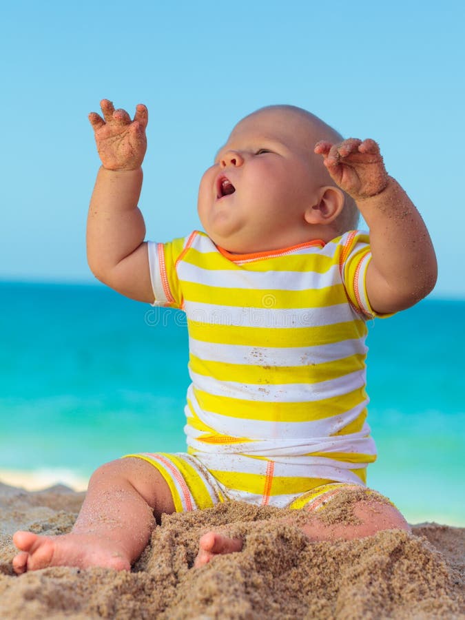 Cute baby stock photo. Image of lifestyle, baby, beach - 40684152