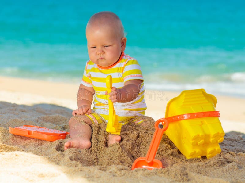Cute baby stock photo. Image of leisure, beach, funny - 38375102
