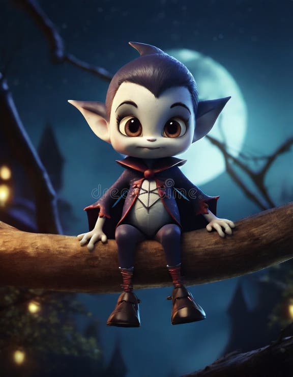 Cute Baby Vampire Sitting in Tree Stock Illustration - Illustration of ...