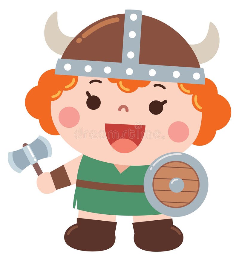 Cute Baby Viking Cartoon иллюстрация вектора. иллюстрации насчитывающей ...