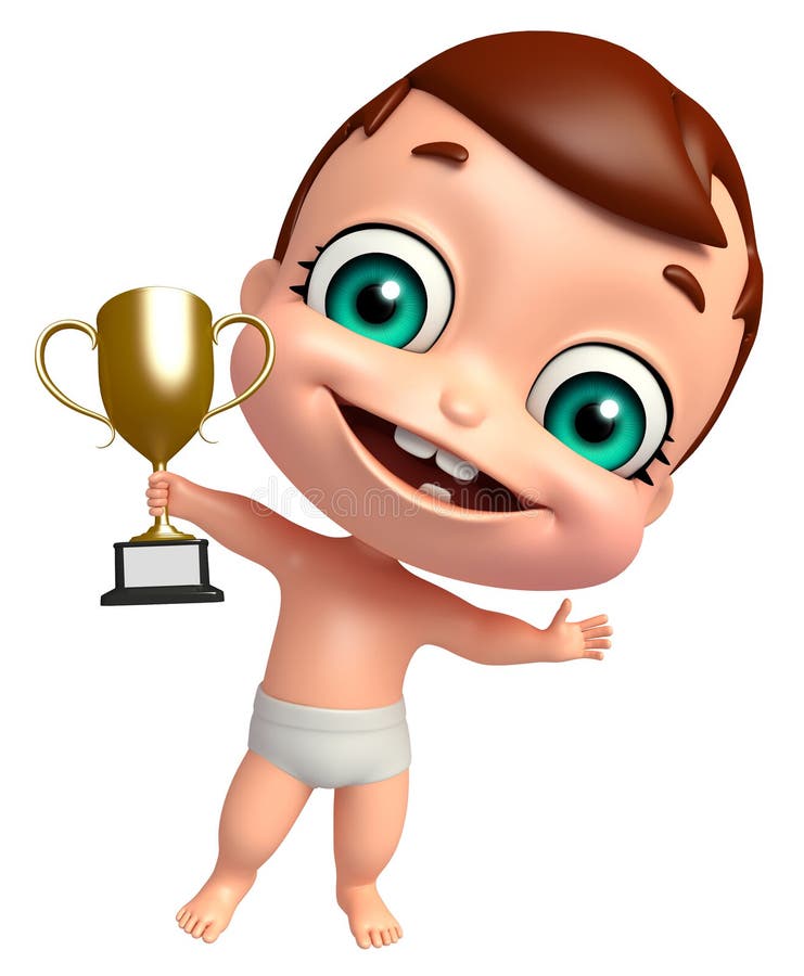 Baby with winning cup stock illustration. Illustration of preschooler ...