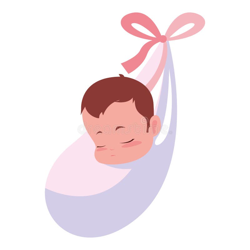 Cute Baby Wrapped in Blanket Stock Illustration - Illustration of baby ...