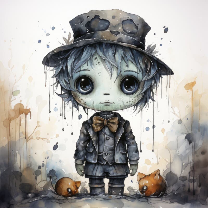 Cute Creepy Kawaii Cartoon with Zombie, Mummy. Stock Photo - Image of ...