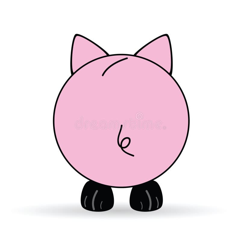Cute Back of Pig Vector Illustration Stock Vector - Illustration of ...