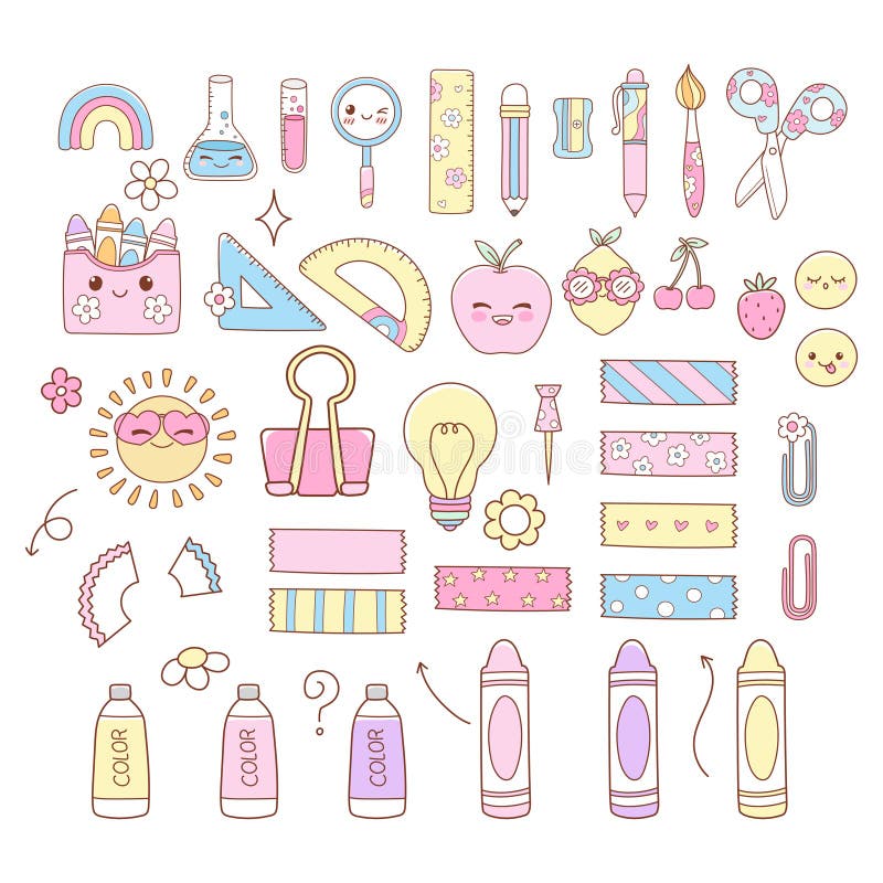 Teacher Elements Doodle Cartoon Style Stock Illustrations – 270 Teacher ...