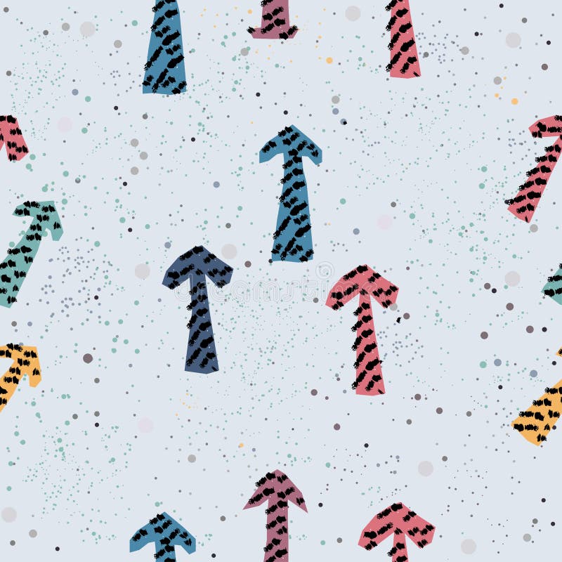Cute Background with Arrows. Hand Drawn Seamless Pattern Stock ...