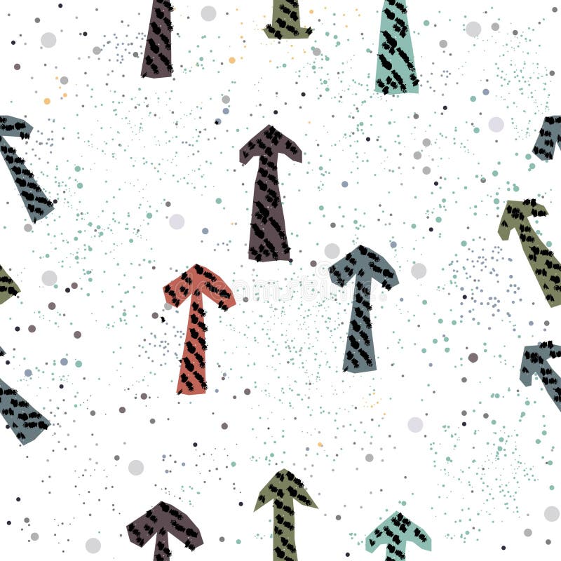 Cute Background with Arrows. Hand Drawn Seamless Pattern Stock ...