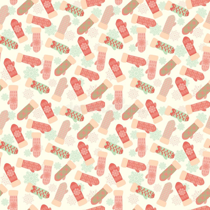 Cute Background with Mittens and Snowflakes. Stock Vector ...