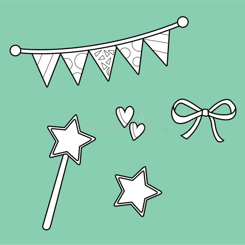 Cute Background Party Tools Digital Stamp Outline Stock Vector ...