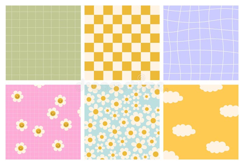 Seamless Abstract Colorful Gingham Flower Shape Patterns Wallpaper and ...