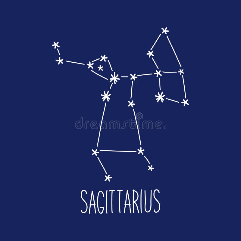 Cute Background With Schematic Hand Drawn Zodiac Constellation Of