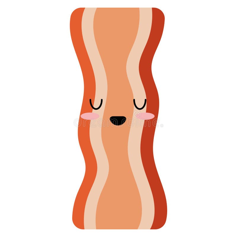 Cute Bacon with Closed Eyes. Vector Stock Vector - Illustration of ...