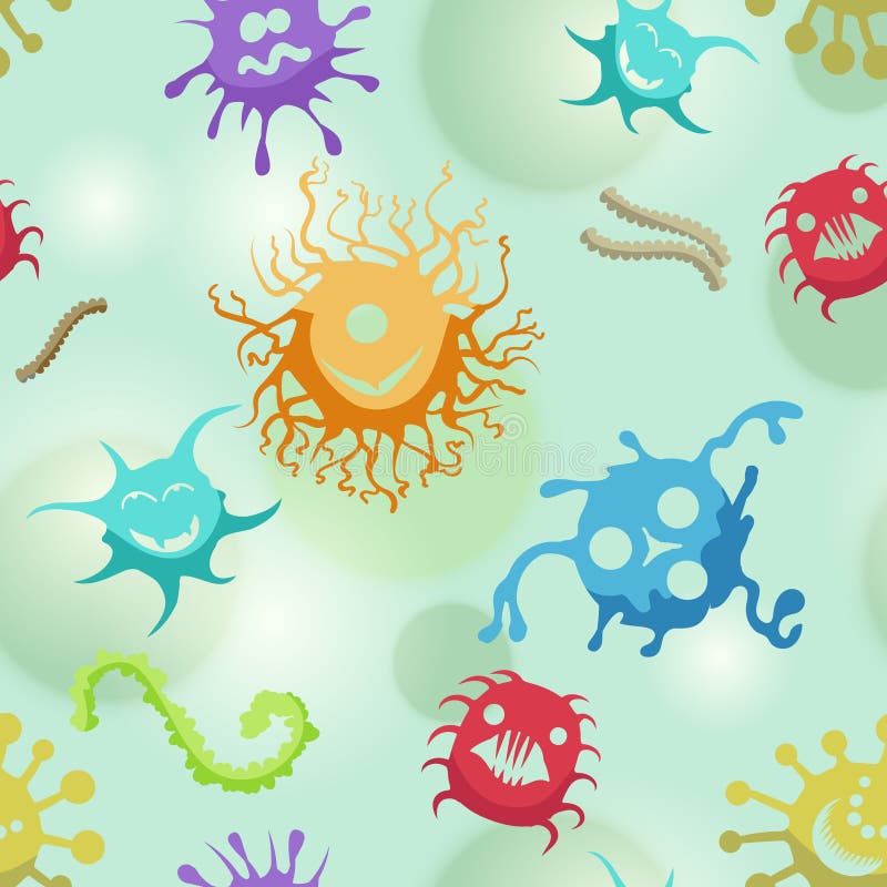 Microbes and Bacteria Seamless Border Collection Stock Vector ...