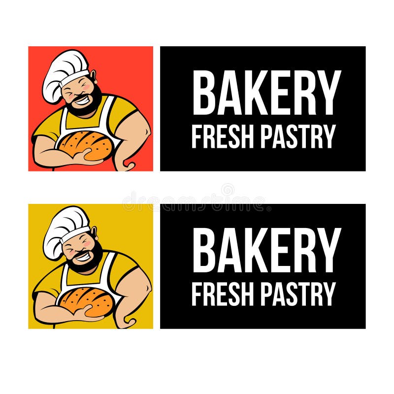 Cute Baker with Freshly Baked Bread. Vector Logo. Stock Vector ...
