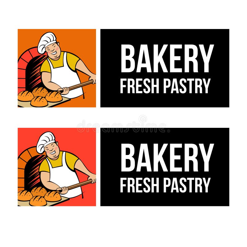 Baker Baked Bread in the Oven. Vector Logo. Stock Vector - Illustration ...