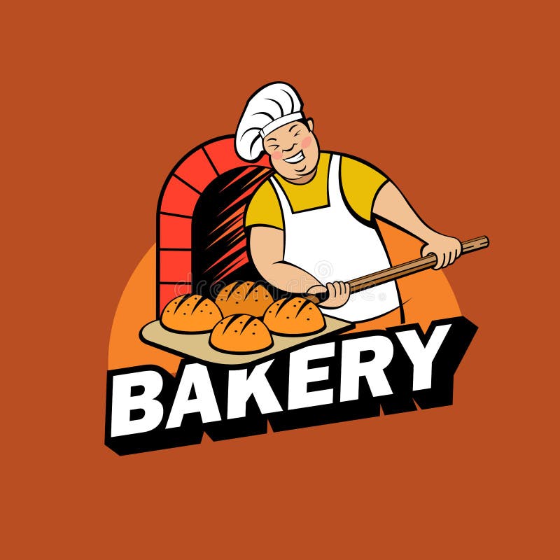 Baker Baked Bread in the Oven. Vector Logo. Stock Vector - Illustration ...