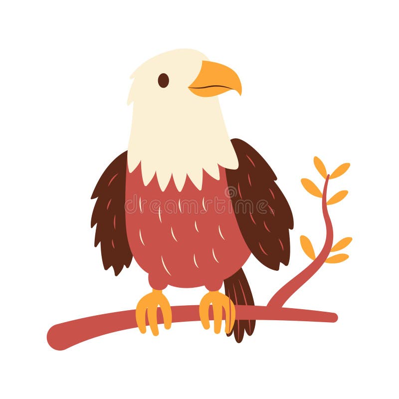 Cute Bald Eagle Hawk Falcon Bird Animal Perched on Tree Twig in the ...