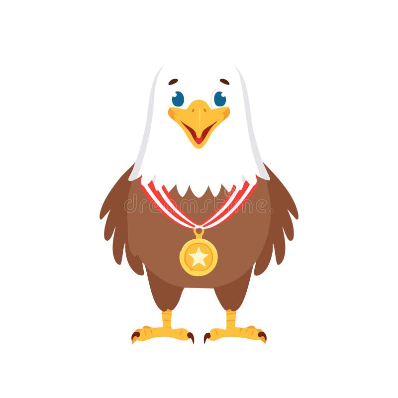 Cute Bald Eagle with Medal stock vector. Illustration of decoration ...