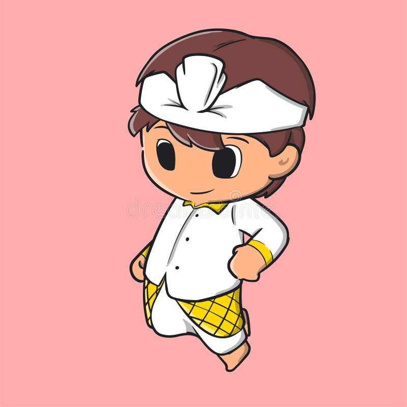 Cute Balinese Boy Cartoon Illustration Stock Illustration ...