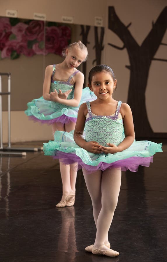 Cute Ballet Students Twirling Stock Photo - Image of latina, mulatto ...