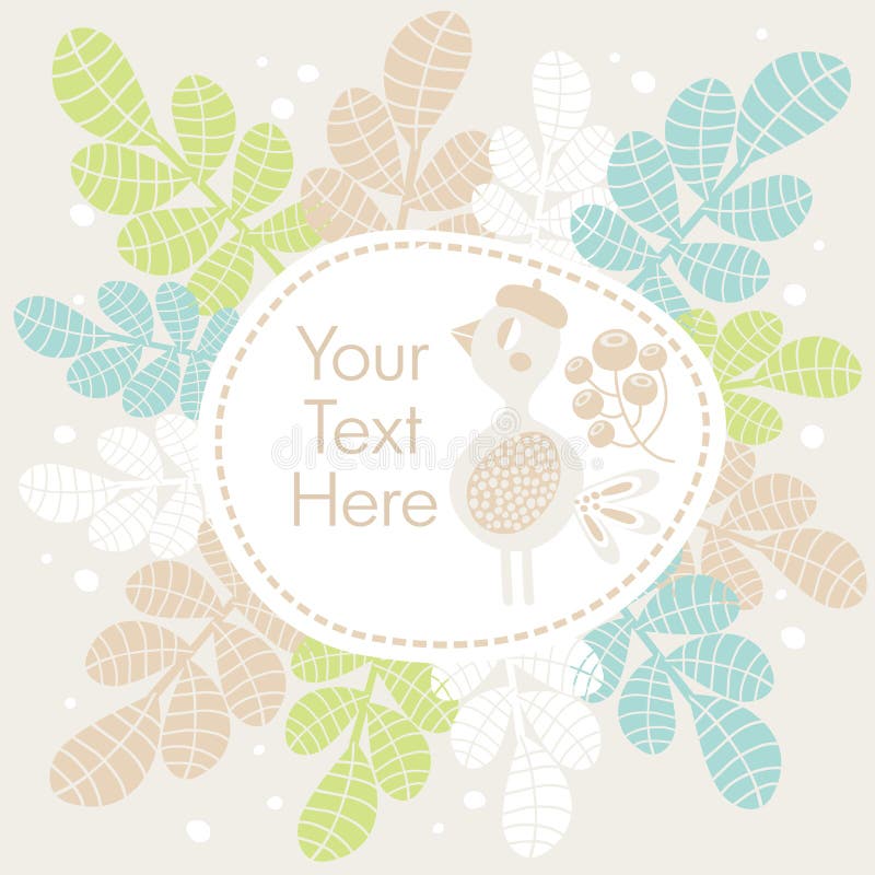 Cute Banner with Bird and Flowers. Stock Vector - Illustration of cute ...