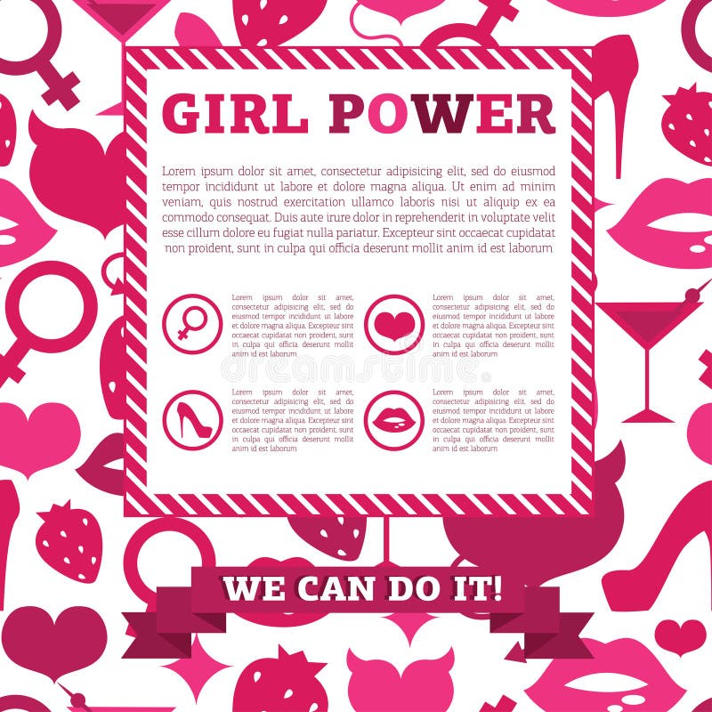 Cute banner for girl power stock vector. Illustration of heroine - 76282504