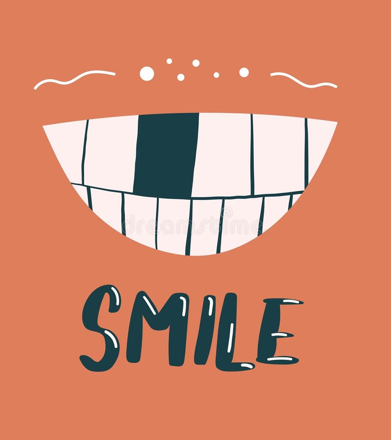 Cute Banner of Smile with One Tooth Lost and Slogan Smile. Stock Vector ...