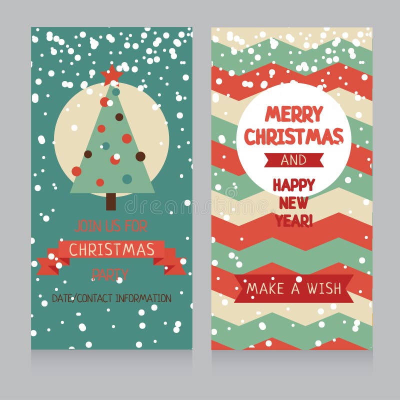 Cute Banners for Christmas Party in Retro Palette Stock Vector ...