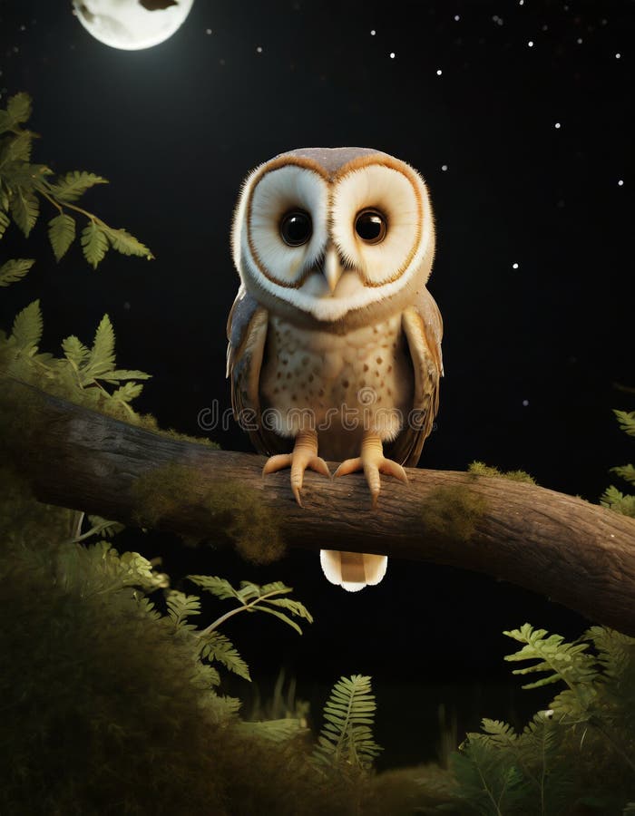 Cute barn owl at night stock photo. Image of bird, feather - 295340486