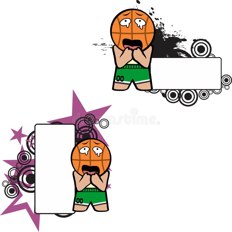 Cute Basketball Ball Head Kid Cartoon Expression Billboard Set Stock ...