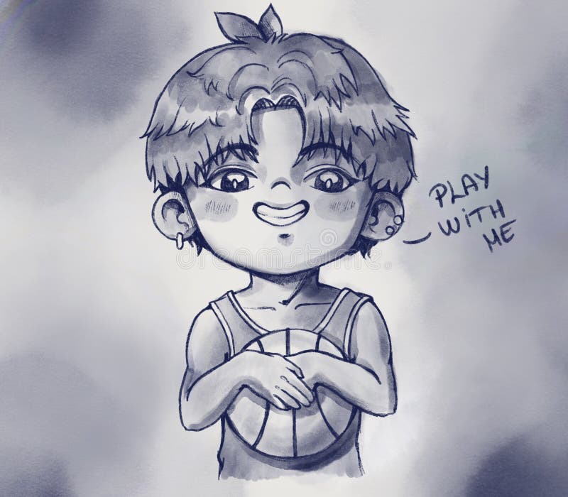 Cute Basketball Player Boy with Ball Stock Illustration - Illustration ...