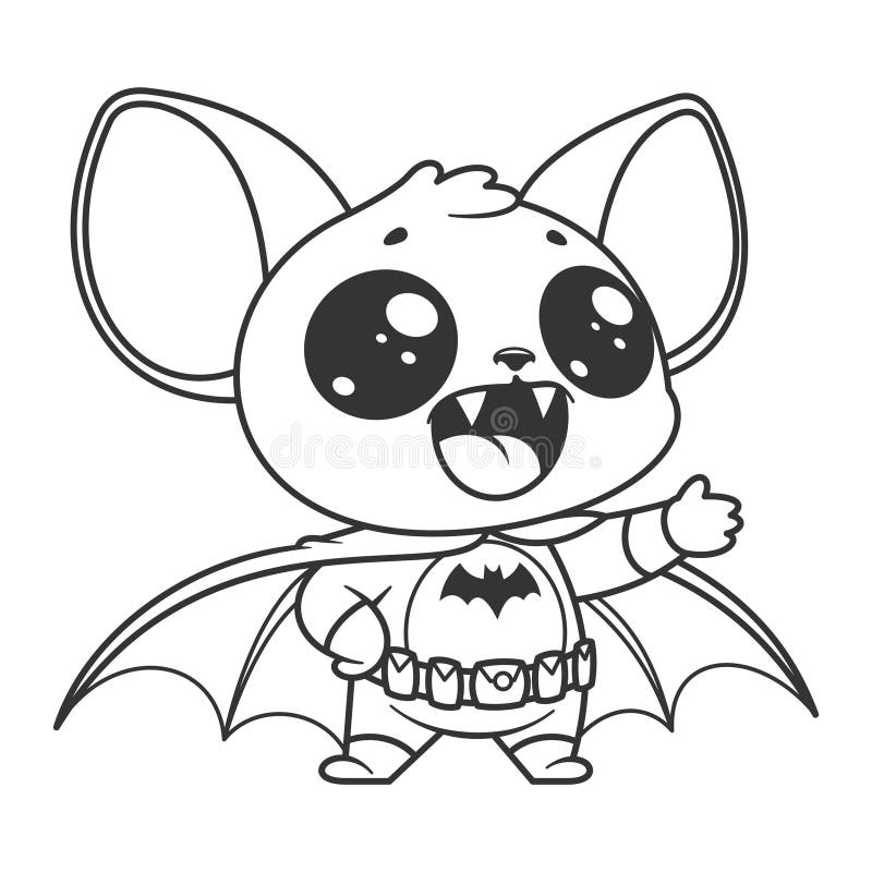 Cute Bat Animal Image Design Wearing a Hero S Uniform, for Coloring ...