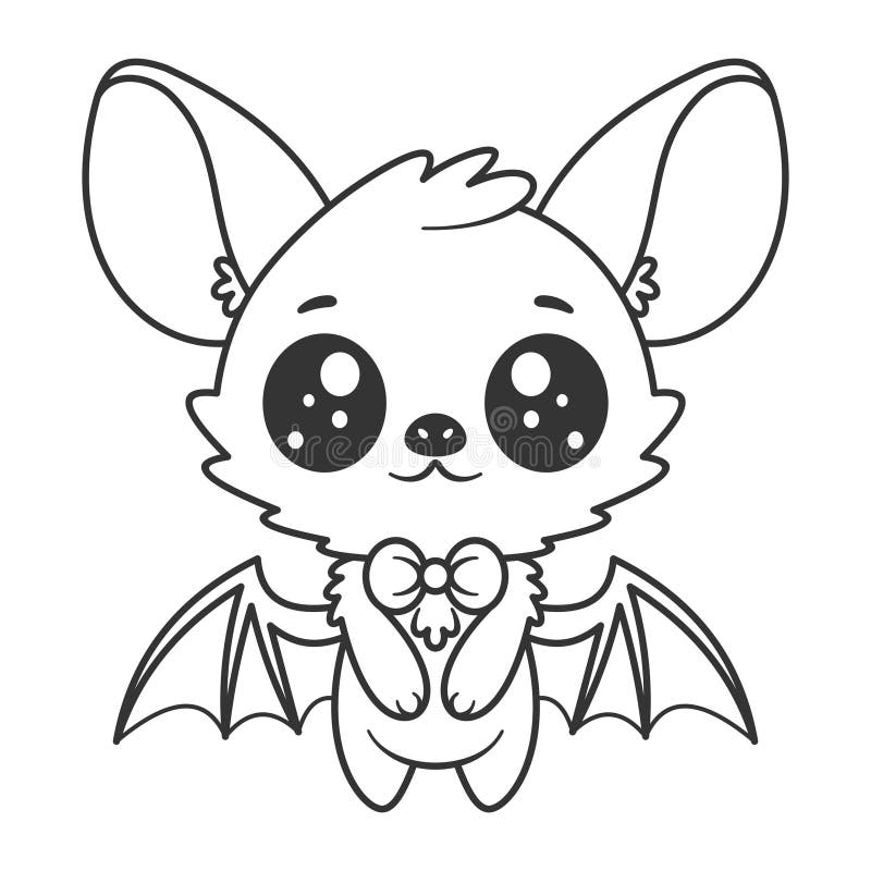 Cute Bat Animal Wearing a Bow Tie, for Coloring Stock Vector ...
